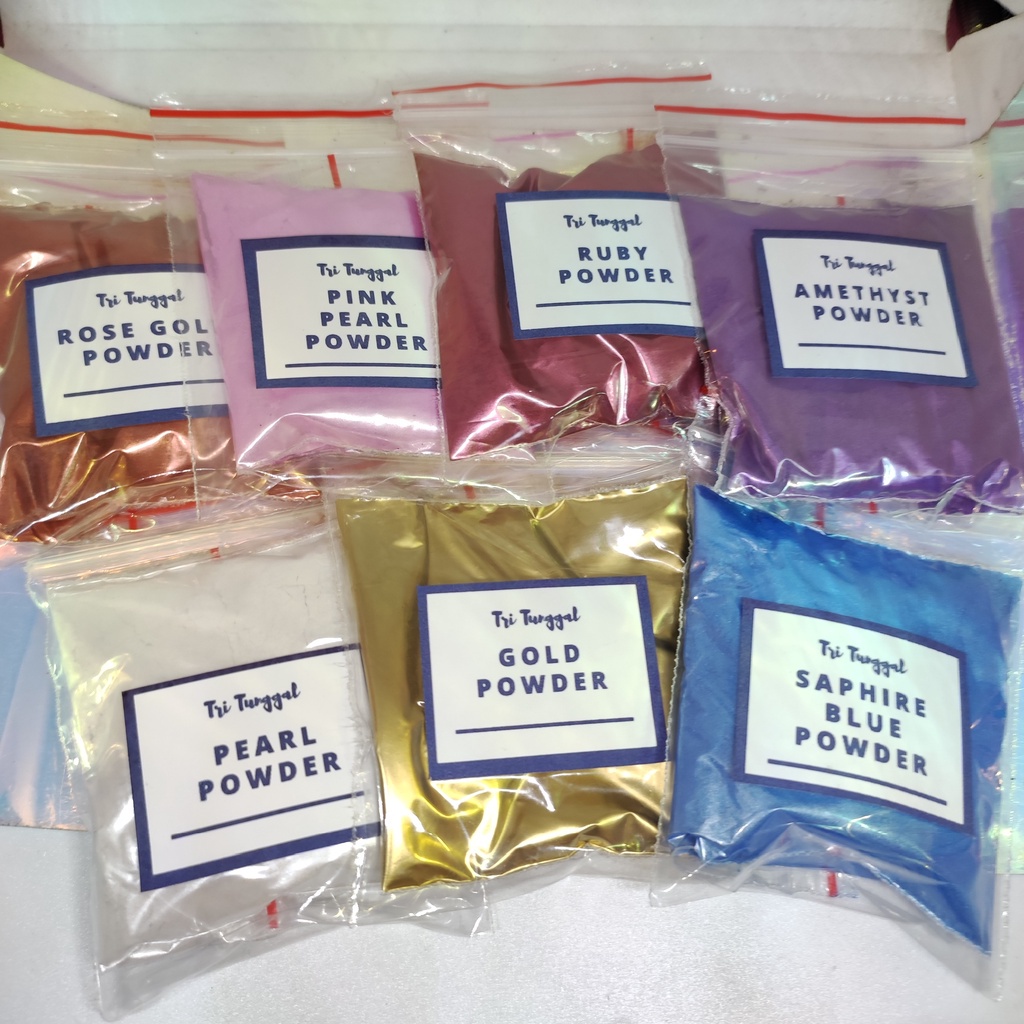 MERAH PREMIUM METALLIC POWDER 3 GR 3gr Glitter Mica Powder Shiny Silver ...