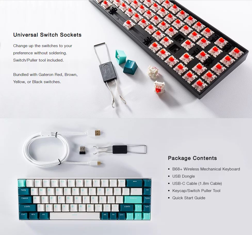 TECWARE B68 PLUS 3 Mode Wireless Mechanical Keyboard | Shopee Malaysia