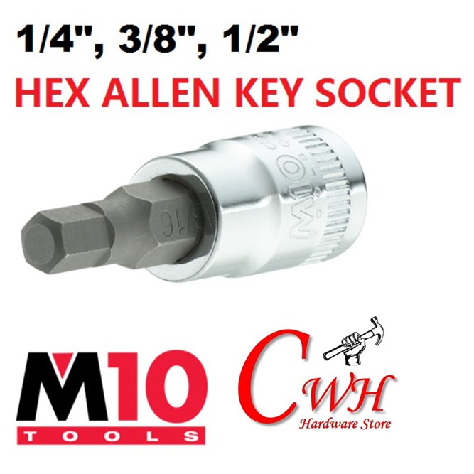 MM INCHES M10 HEXAGON HEX ALLEN KEY SOCKET RACHET L T HANDLE DRIVER CWH ...