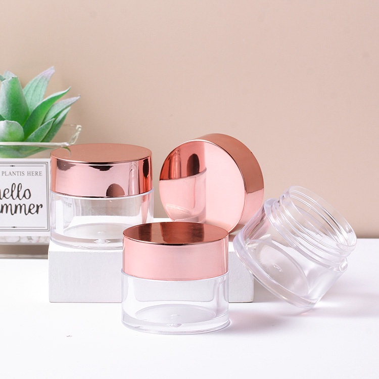 30g, 50g Rose Gold Rose Pink Cap Transparent Glass Cosmetic Jar Gasket ...