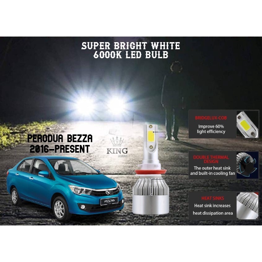 Perodua Bezza 2016-Present C6 LED Light Bulb 6000K White 1Pair/Sepasang ...