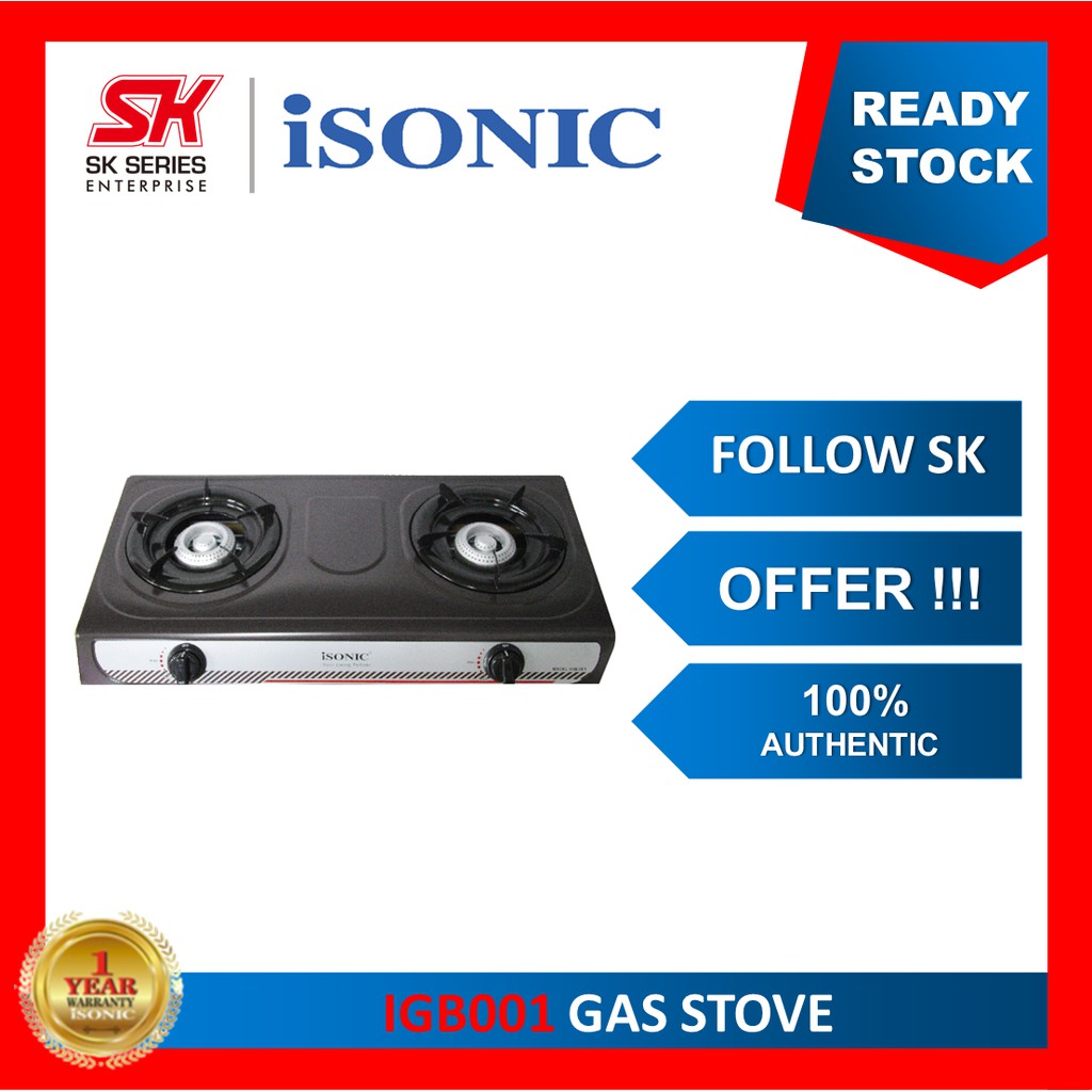 ISONIC GAS STOVE IGB-001 / IGB-001SS STAINLESS STEEL DAPUR GAS KELULI ...