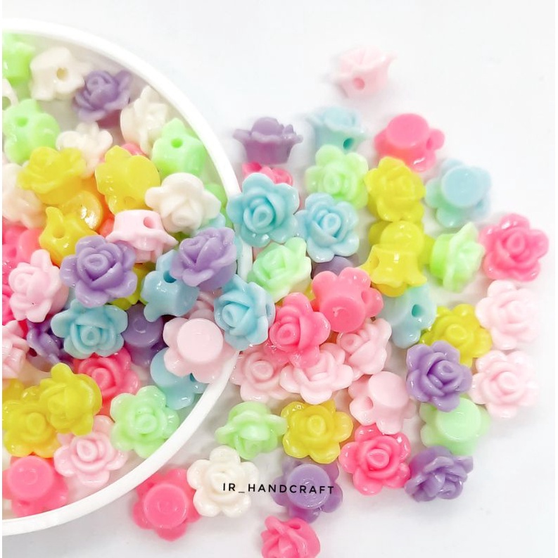 Manik Bunga Rose Flower Acrylic Beads For DIY Jewelry Craft Project ...