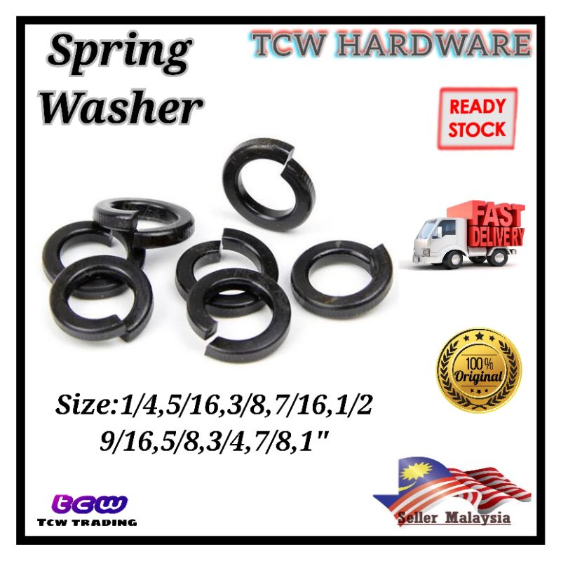 Heavy Duty Black Steel Spring Washer 1/4 ~1" (Spring/ Split Washer ...