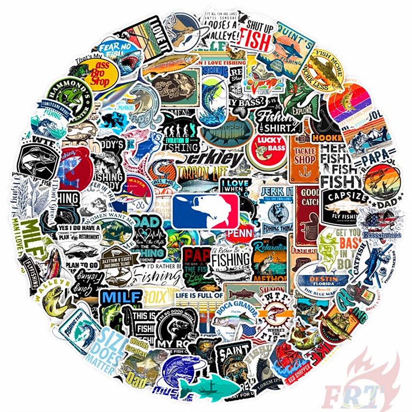100Pcs/Set Outdoor Fishing Series B Stickers Waterproof DIY Fashion ...