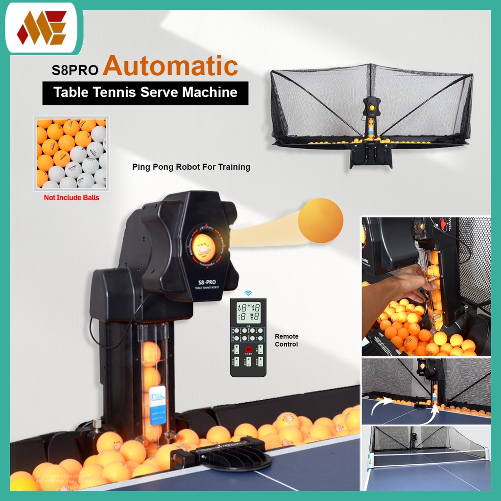 S8PRO Automatic Tennis Long Short Irregular Serve with 9 Various Spin Ping Pong Machines/Table ...