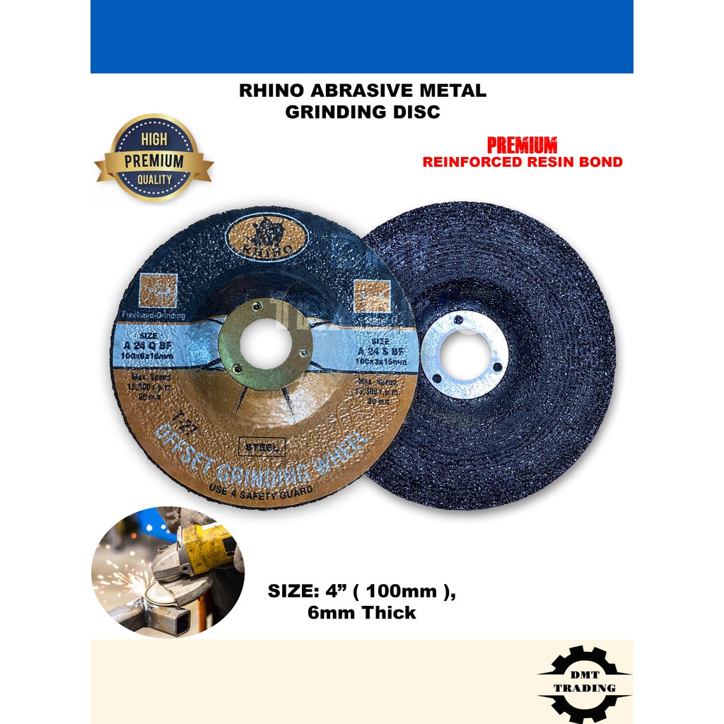 Rhino 4" (100mm) Heavy Duty Abrasive Metal Grinding Disc / Wheel ...