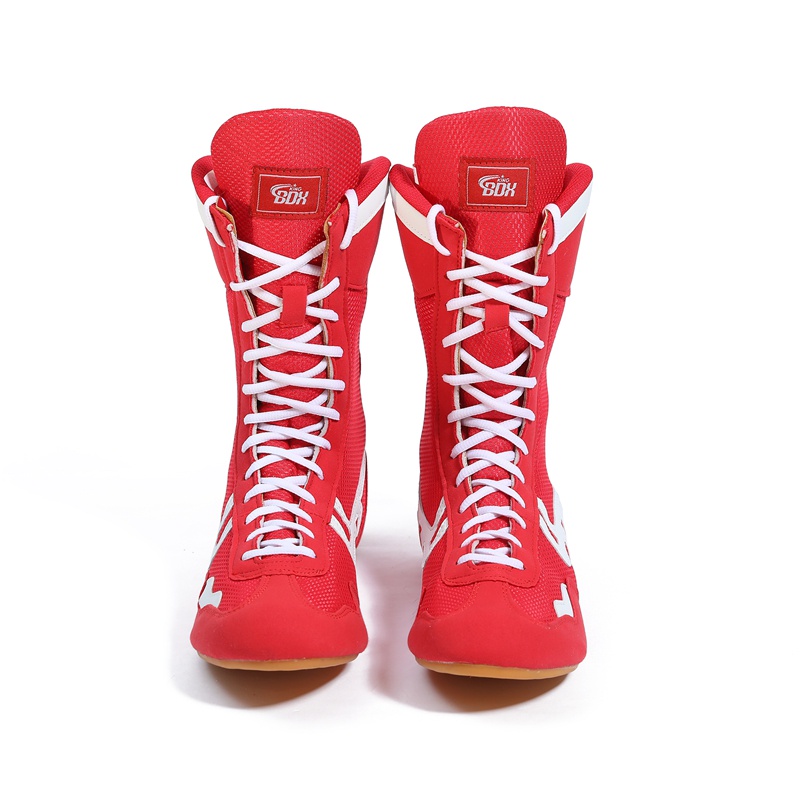 Red Boxing Shoes Combat High Top Professional Training Competition ...