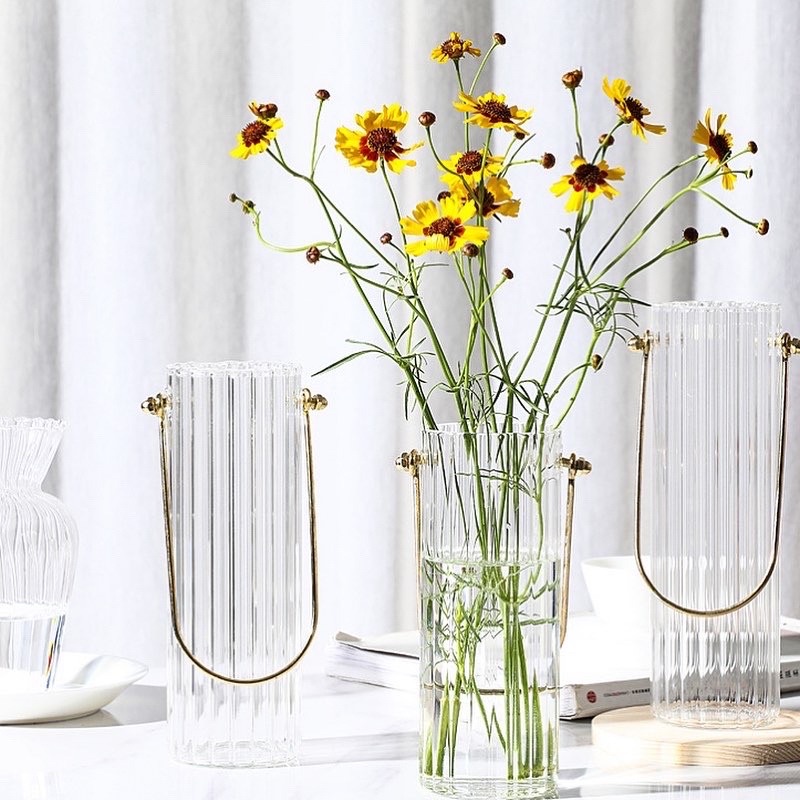 Flower Vase / Vas Bunga with Gold Handle (D6.5cmxH17cm) | Shopee Malaysia