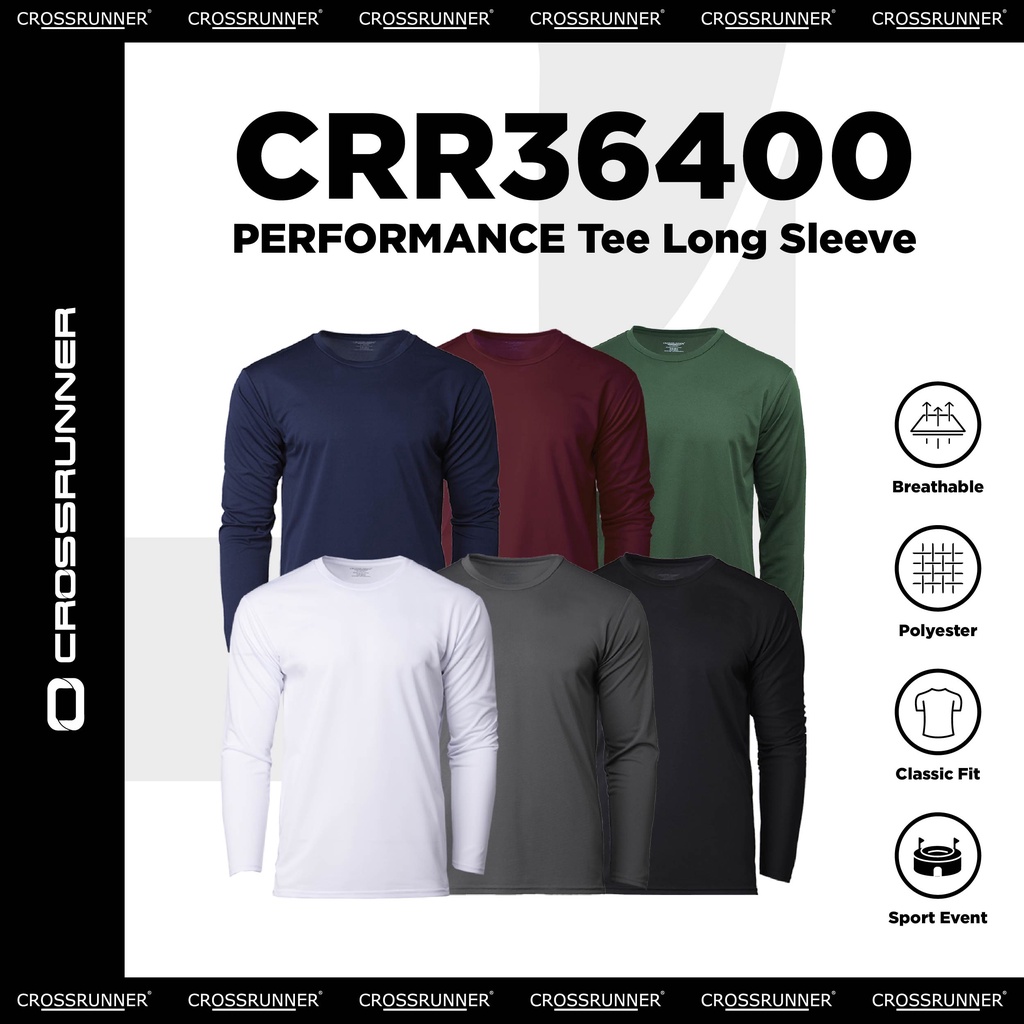 Crossrunner Quick Dry Long Sleeve T-Shirt Unisex Plain Baju Jersey Baju ...