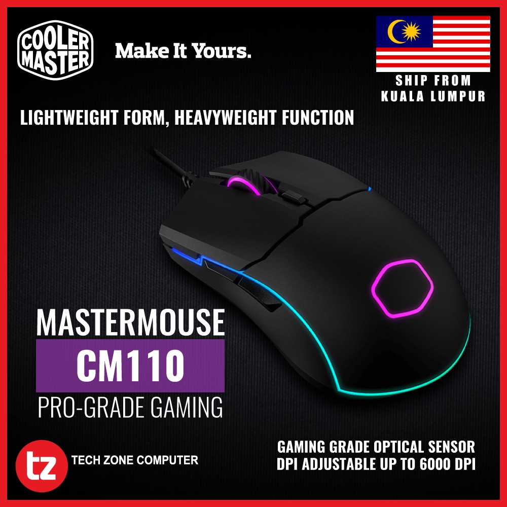 Cooler Master CM110 6000 DPI Optical Sensor RGB Gaming Mouse (CM-110 ...
