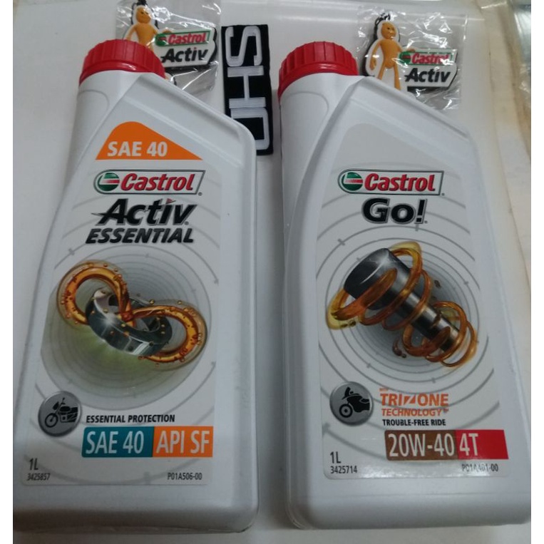 CASTROL GO 20W-40 4T 1L /CASTROL ACTIV ESSENTIAL 4T SAE40 1L | Shopee ...