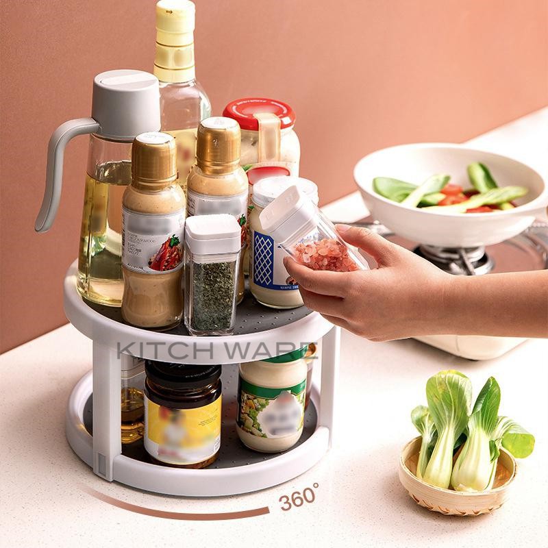 KITCH WARE Rotary kitchen spice rack shelving 360 degree rotatable ...