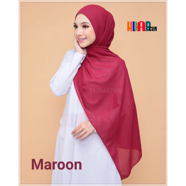 2 METER Tudung Shawl Chiffon Selendang Ironless Hitam Putih Keknis ...