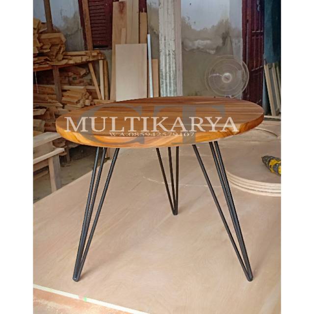 KAYU Teak Wood Coffee table Iron Leg Wood table | Shopee Malaysia