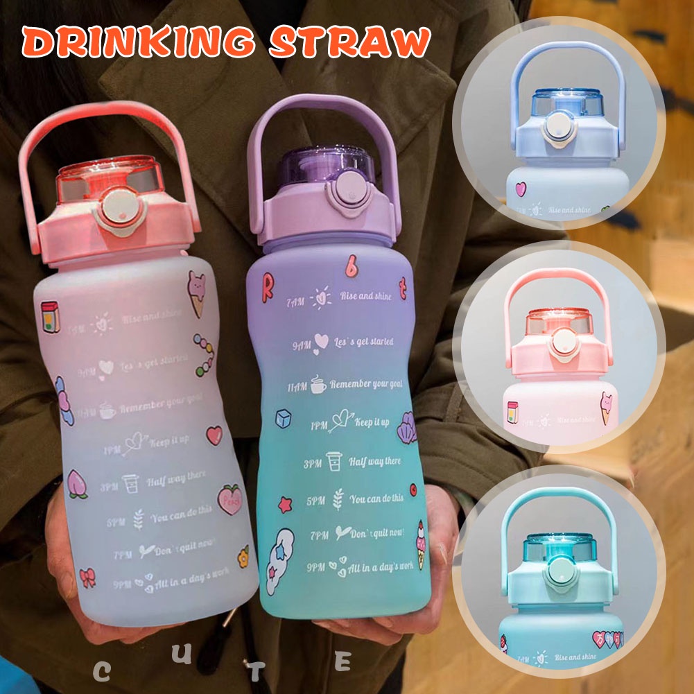 water bottle 2 litres/1.5litres With straw+sticker | Shopee Malaysia