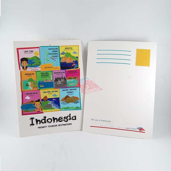 Posnesia Indonesia Tourist Map Postcard/Postcard Map Of Indonesian ...