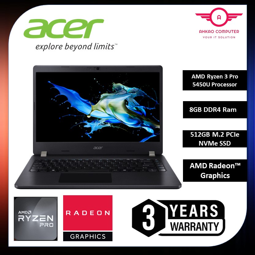 Acer TravelMate P2 TMP214-41-G2-R6SK 14'' Laptop Black ( Ryzen 3 Pro ...