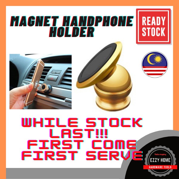 (Ready Stock) Gold 360° Magnetic Car Magnet Mount Sticky Stand Mobile ...