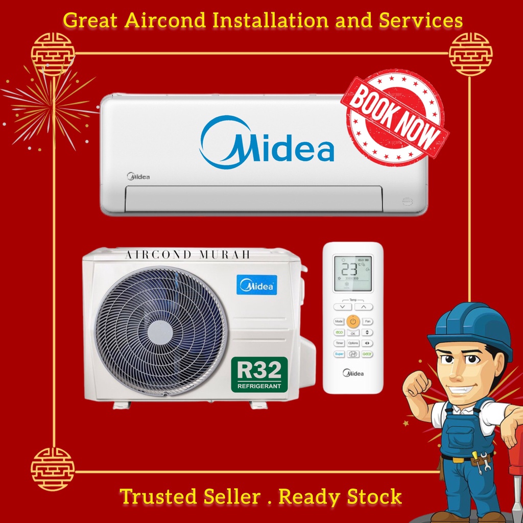 Midea New R32 Non Inverter 1.0HP/ 1.5HP/ 2.0HP Eco-friendly Xtreme Save Ionizer | Shopee Malaysia