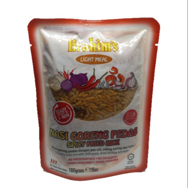 Brahim's Nasi Goreng Pedas 180g Spicy Fried Rice Instant Light Meal ...