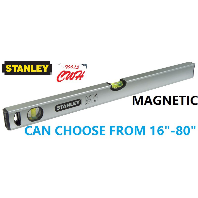 40CM 60CM 80CM 200CM STANLEY CLASSIC MAGNETIC BOX WATER LEVEL RULER ...