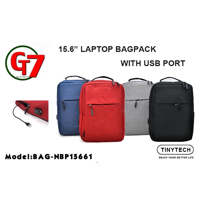 TINYTECH 15.6″ LAPTOP BACKPACK WITH USB PORT (BAG-NBP15661) | Shopee Malaysia