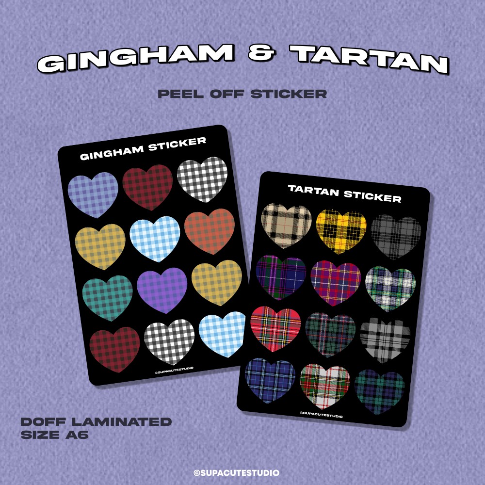 Tartan Sticker & Gingham Sticker | Supacute Studio | Sticker deco ...