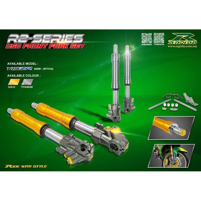 RAPIDO R2-Series USD FORK Y15ZR V1 V2 Y16 Rs150 RSX NVX Up Side Down Fork 100% Premium Terbalik ...