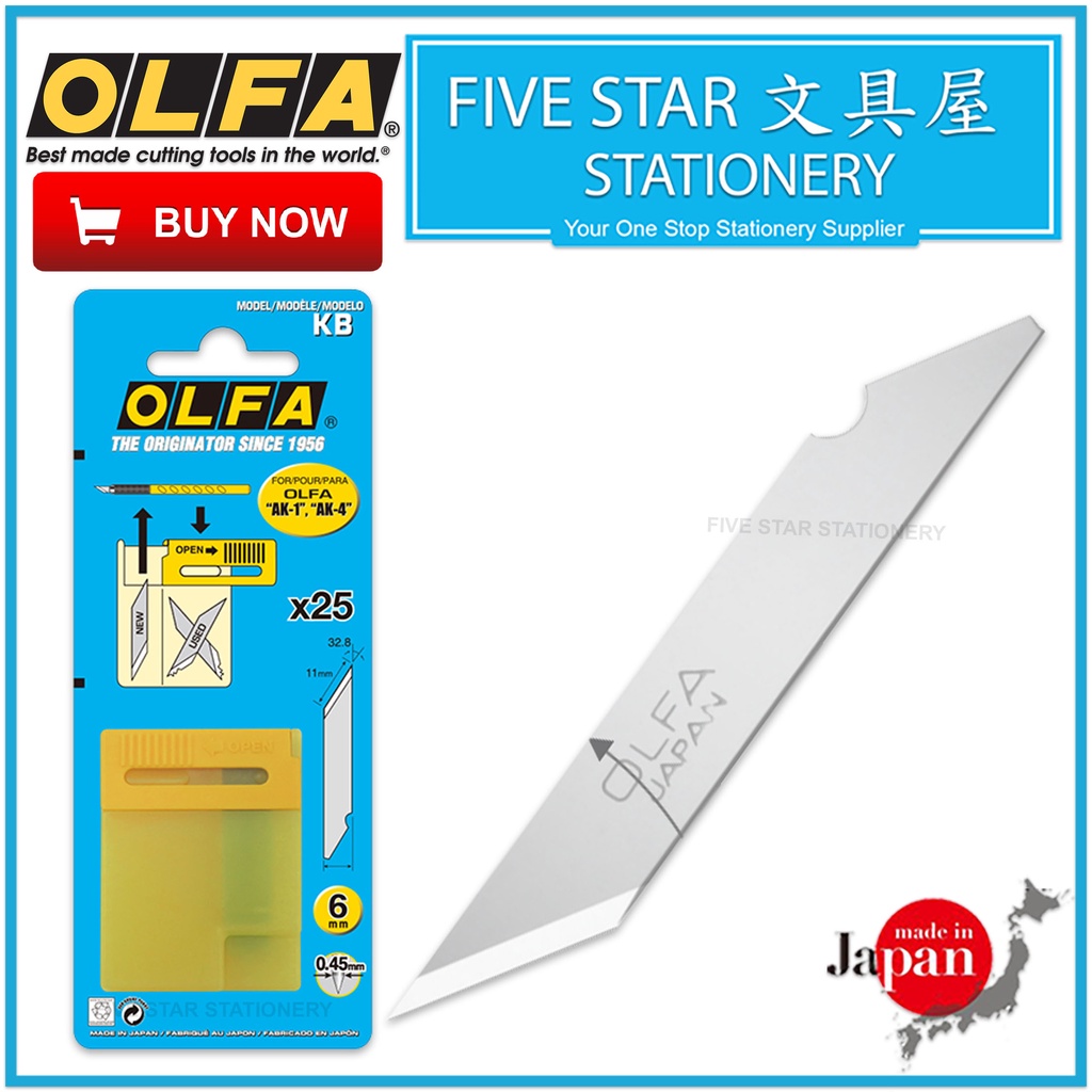 OLFA Blades for Professional Standard Knife 6mm 4mm Art Design Knife KB Pisau Mata Tajam Olfa ...