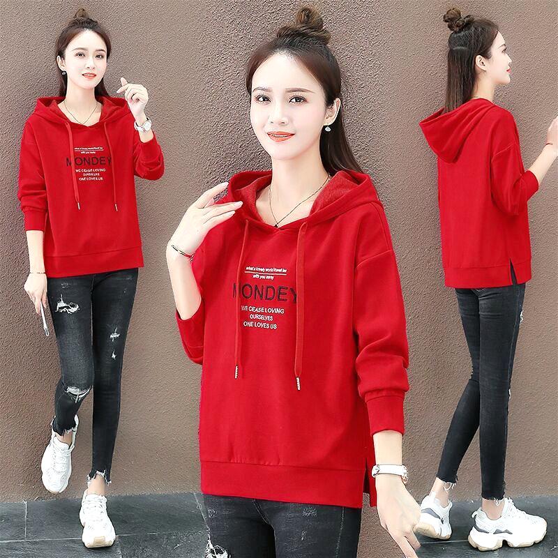 Long Sleeve Hooded Sweater Fashion Plus Size Womens New Embroidery Top