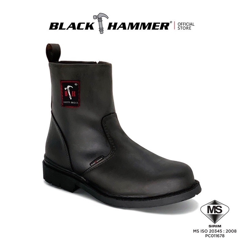 Black Hammer Men 4000 Series Mid cut with Zip Safety Shoes BH4664 ...