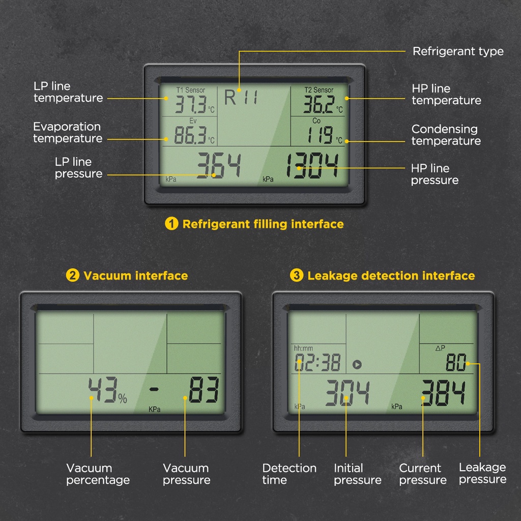 AUTOOL LM150 Digital Manifold Gauge Car Air Conditioner Pressure Tester ...