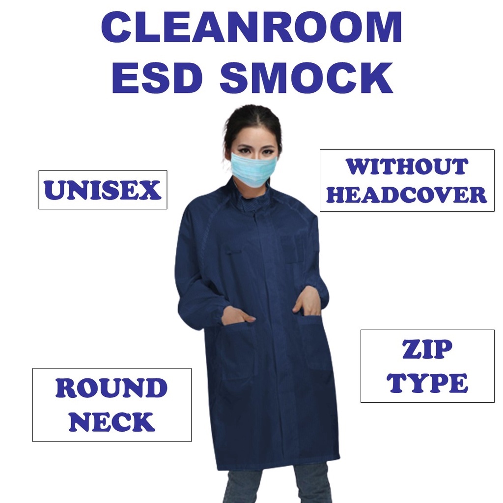 ESD Smock Without Headcover Workwear Lab Cleanroom Uniform Stripe Round ...