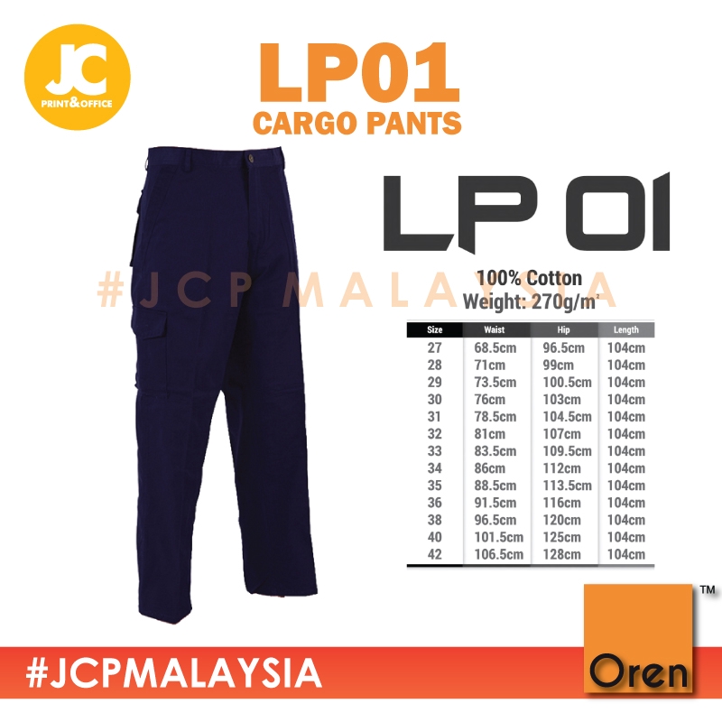 OREN SPORT Unisex Cargo Pants Seluar Kerja Worker Long Pant - Navy LP01 ...