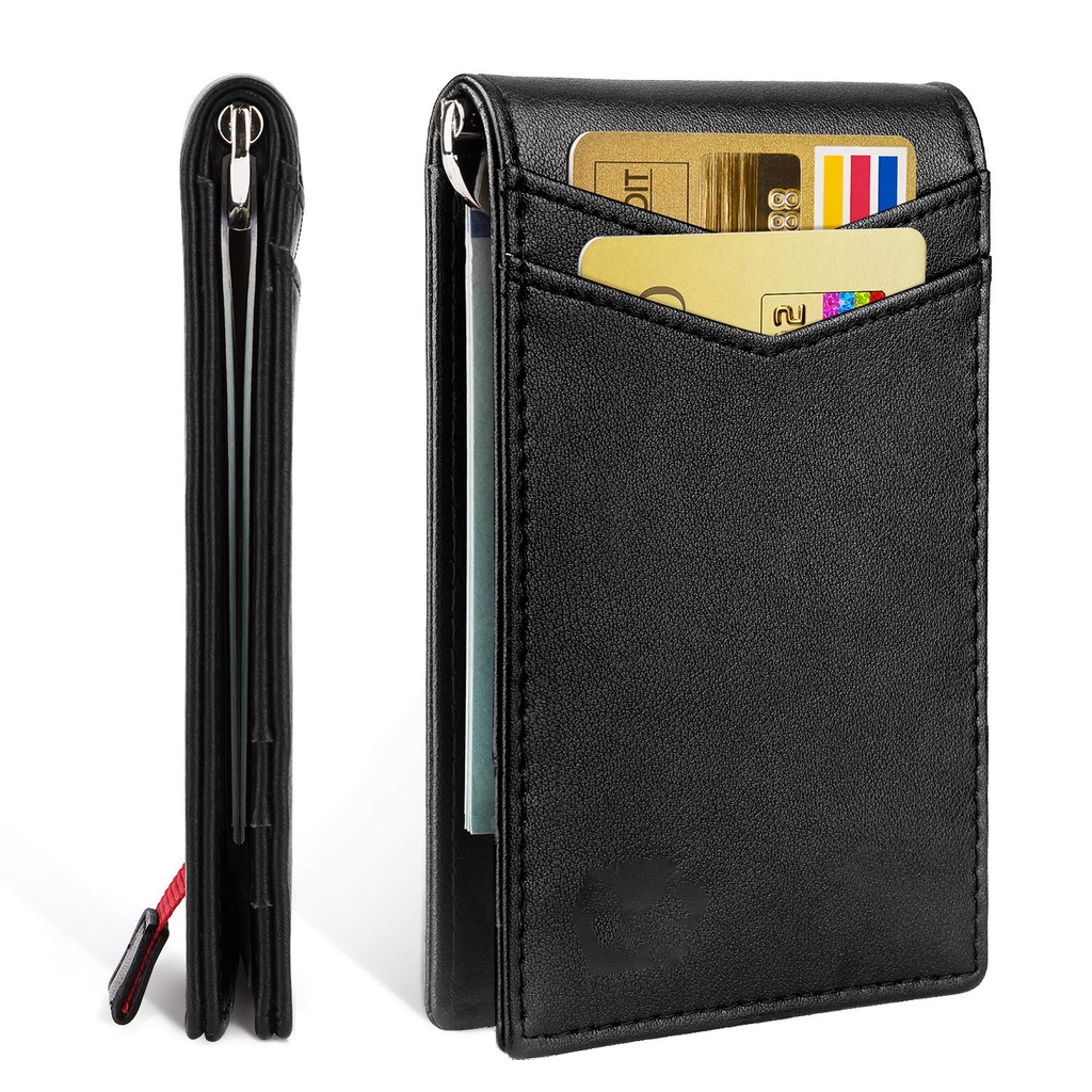 Slim Leather Bifold Wallet with Money Clip Mens Card Holder RFID ...