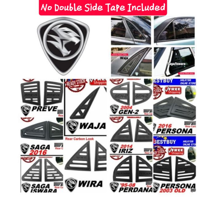 2pc sepasang Proton Car Window Cover Protector 3D Carbon Gen2 Iriz ...