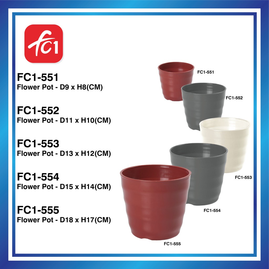 FC1 Shinning Texture Round Plastic Flower Pot Pasu Bunga Pokok Planter ...