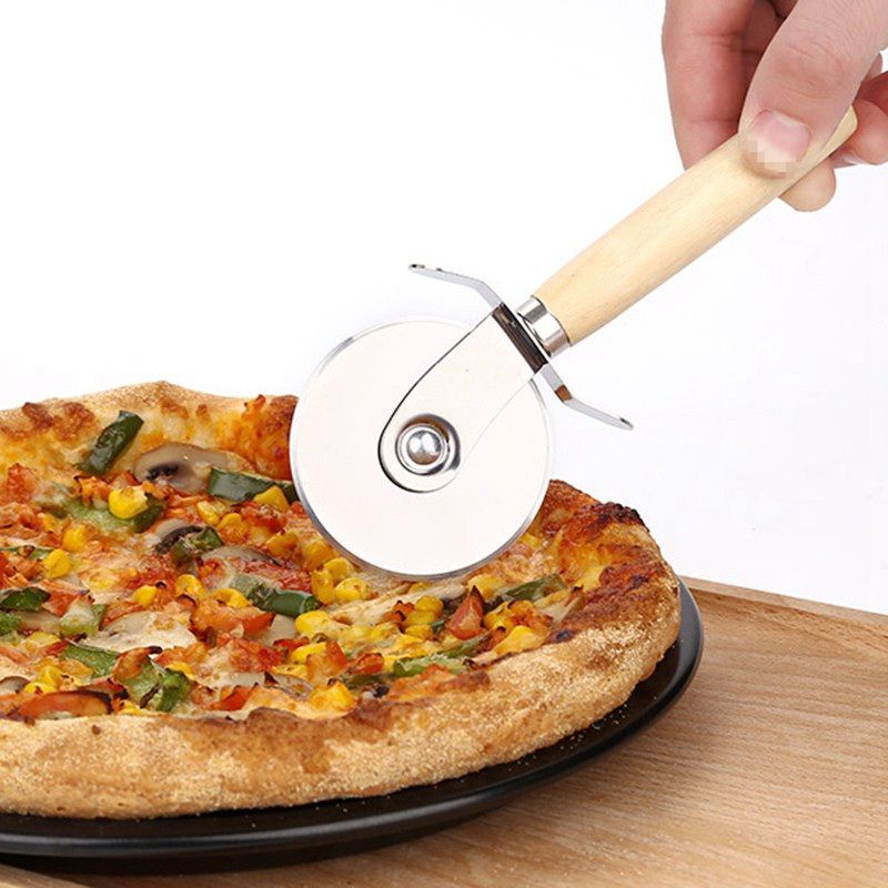 Stainless Steel Pizza Cutter Wooden Handle / Pizza Slicer / Pizza ...