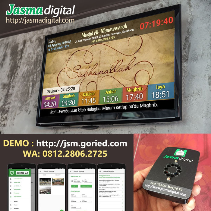 Jam waktu Sholat Masjid TV LED / Jadwal waktu Sholat digital - Stok ...