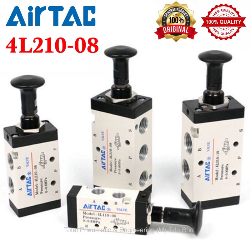 AirTAC 4L210-08 1/4” Pneumatic Push Pull Control Valve Mechanical Valve ...