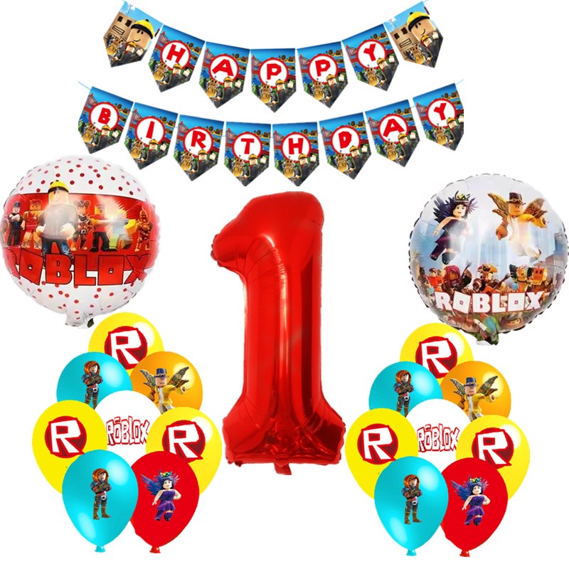20pcs Roblox Game Foil Latex Number Balloon Set Pixel Ballons Banner ...