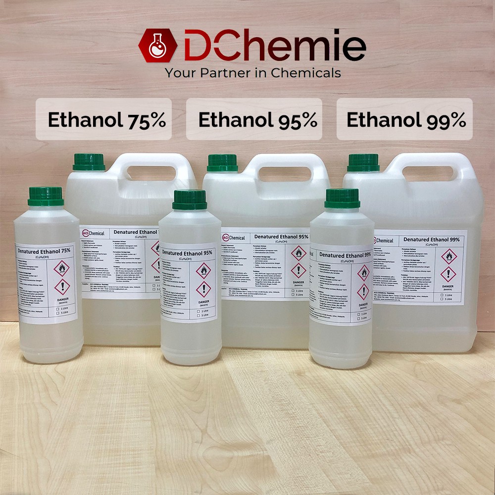 Ethanol Alcohol 75% / 95% / 99% [500mL/1000ML] Sanitizer / Solvent ...