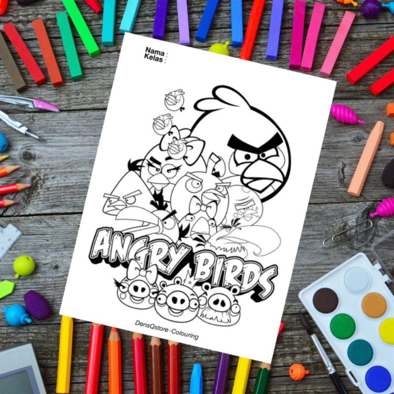 Angry Birds Themed Children's Coloring Paper / Drawing Paper (10 ...