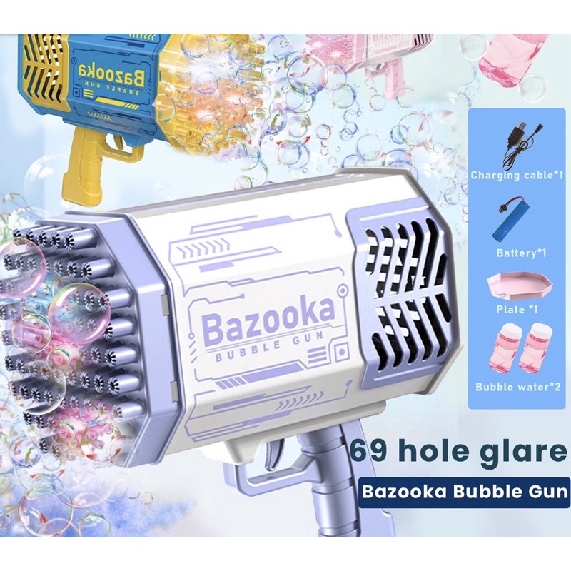 Bazooka 69 Holes Rechargeable Rainbow Bubble Gun Toy _kidsdo.co ...