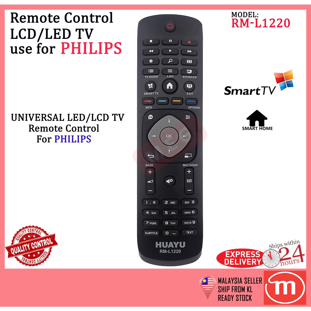 PHILIPS LCD / LED TV REMOTE CONTROL SMART TV REPLACEMENT HUAYU (RM-L1220) | Shopee Malaysia