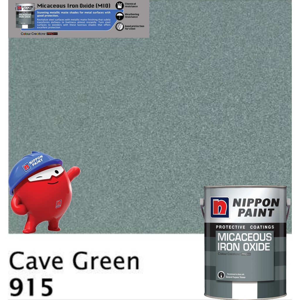 SINAR NIPPON 5 LITER 915 CAVE GREEN MATT METAL PAINT Micaceous Iron ...