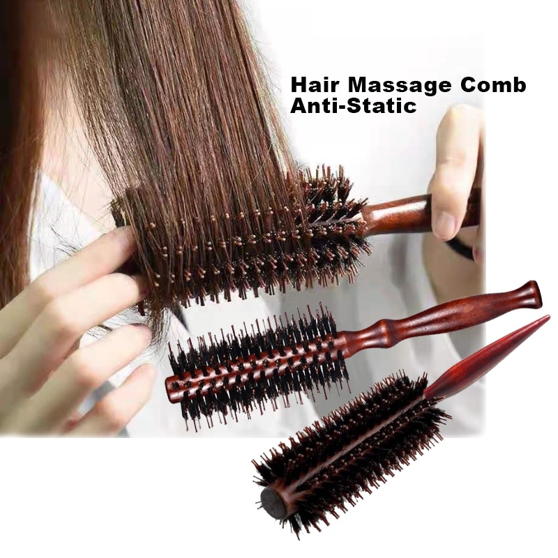 10-14Rolls Hair Comb Wooden Rolling Hair Brush Anti-Static Hair Comb ...