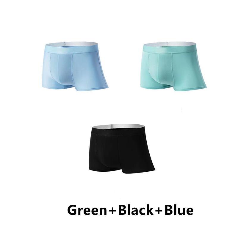 (Malaysian Stock) 3PCS Men's Ice Silk Boxer Cool Seamless Underwear Breathable Quick Dry Men’s ...