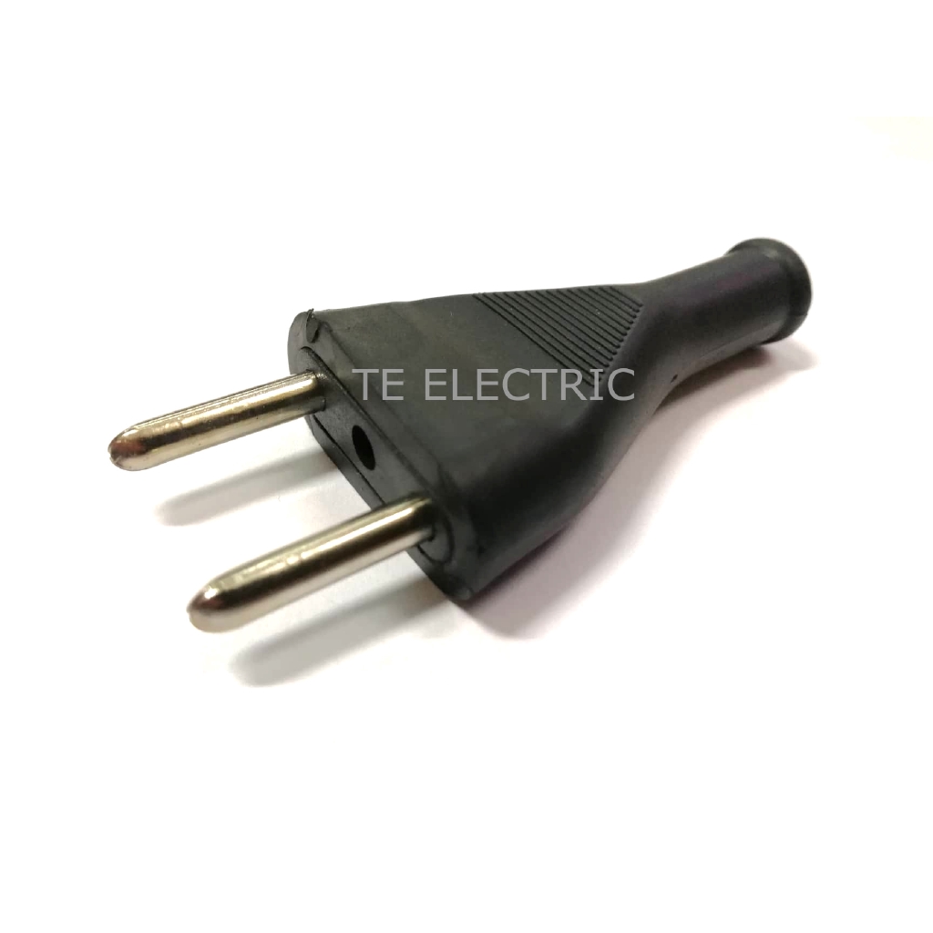 2 PIN ROUND PLUG (BLACK) TWO PIN PLUG ROUND TYPE | Shopee Malaysia